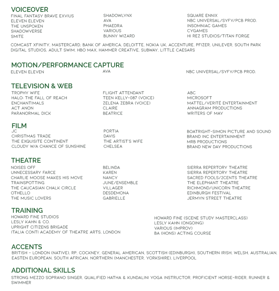 RESUME | Francesca Manzi Voiceover